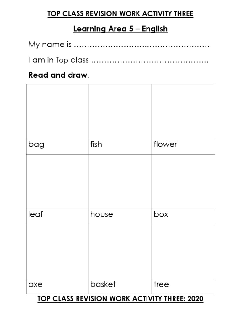 TOP CLASS English REVISION WORK ACTIVITY THREE | PDF