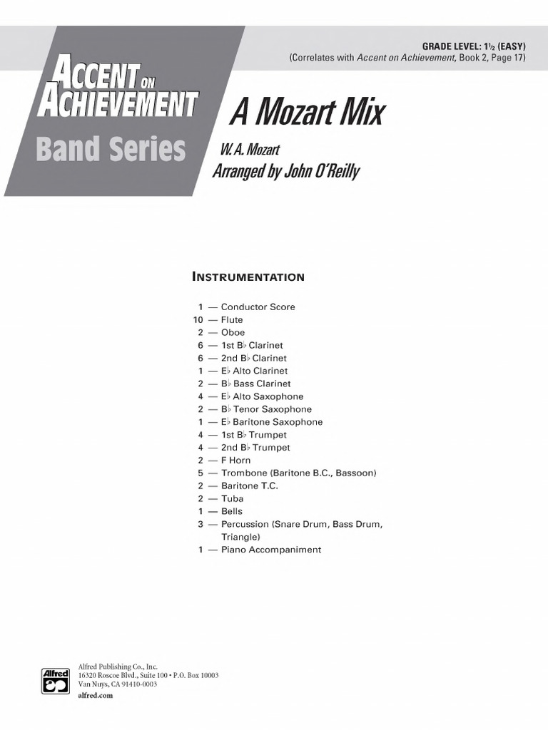A Mozart Mix Arr. J. O'Reilly (Grade 1,5) | PDF