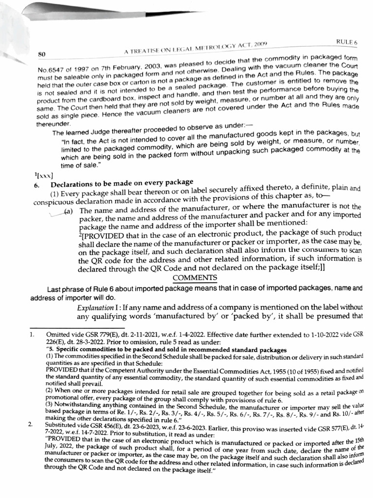 Metrology Rule 6-26 of Packaged Commodities Rules 2011 | PDF | Litre ...