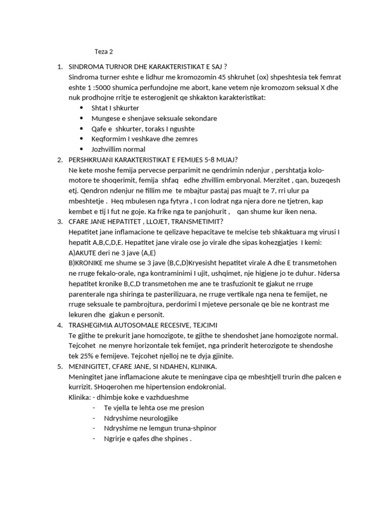 Teza 2 Pediatri | PDF