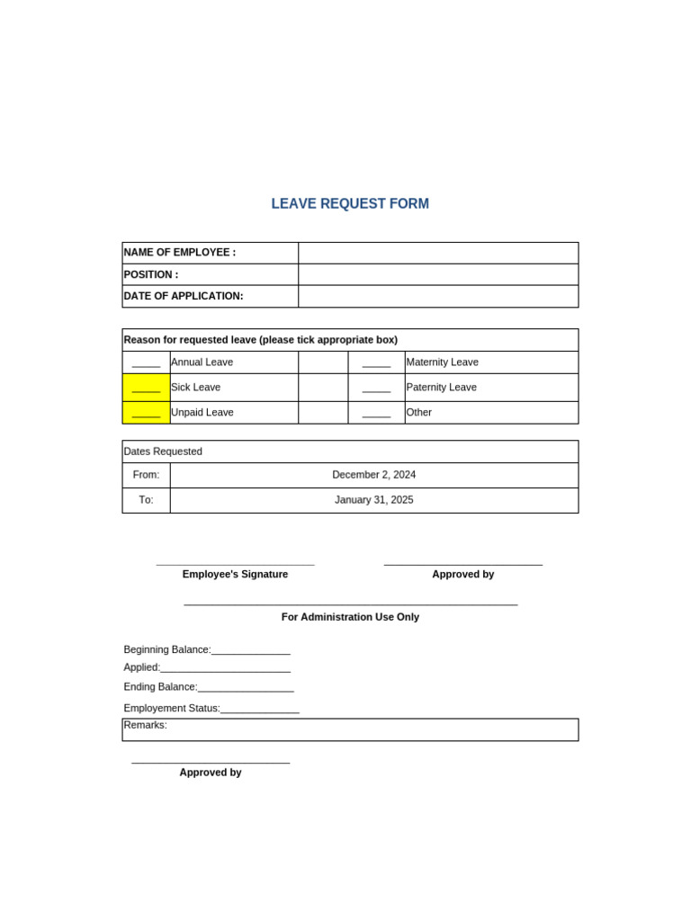 Leave Request Form | PDF