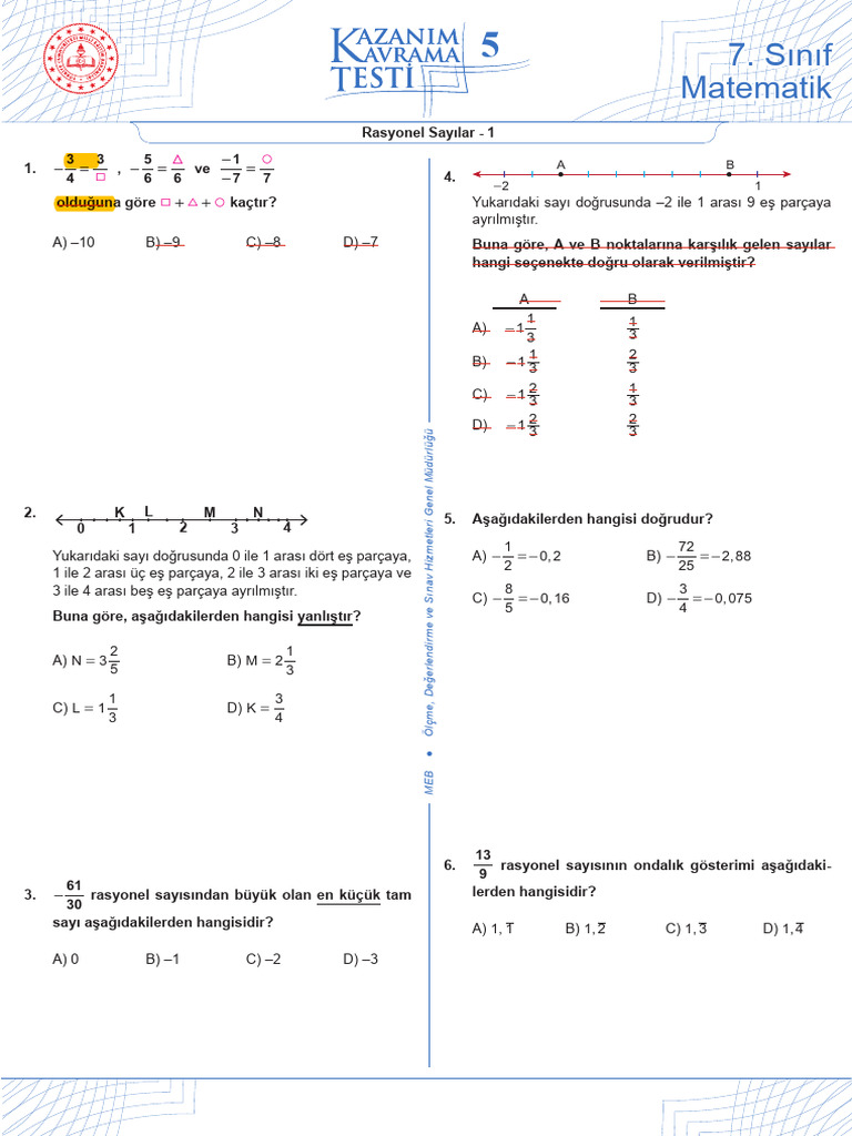 Rasyonel Sayılar | PDF