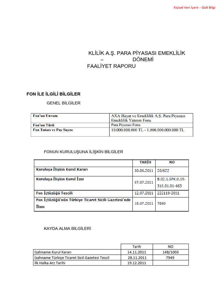 Hep - Fon Kurulu Faal?Yet Raporu | PDF