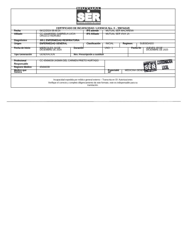 Mutual Ser Incapacidad1 | PDF