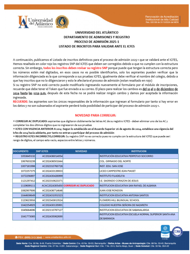 archivo-de-verificación-ICFES | PDF | Colombia