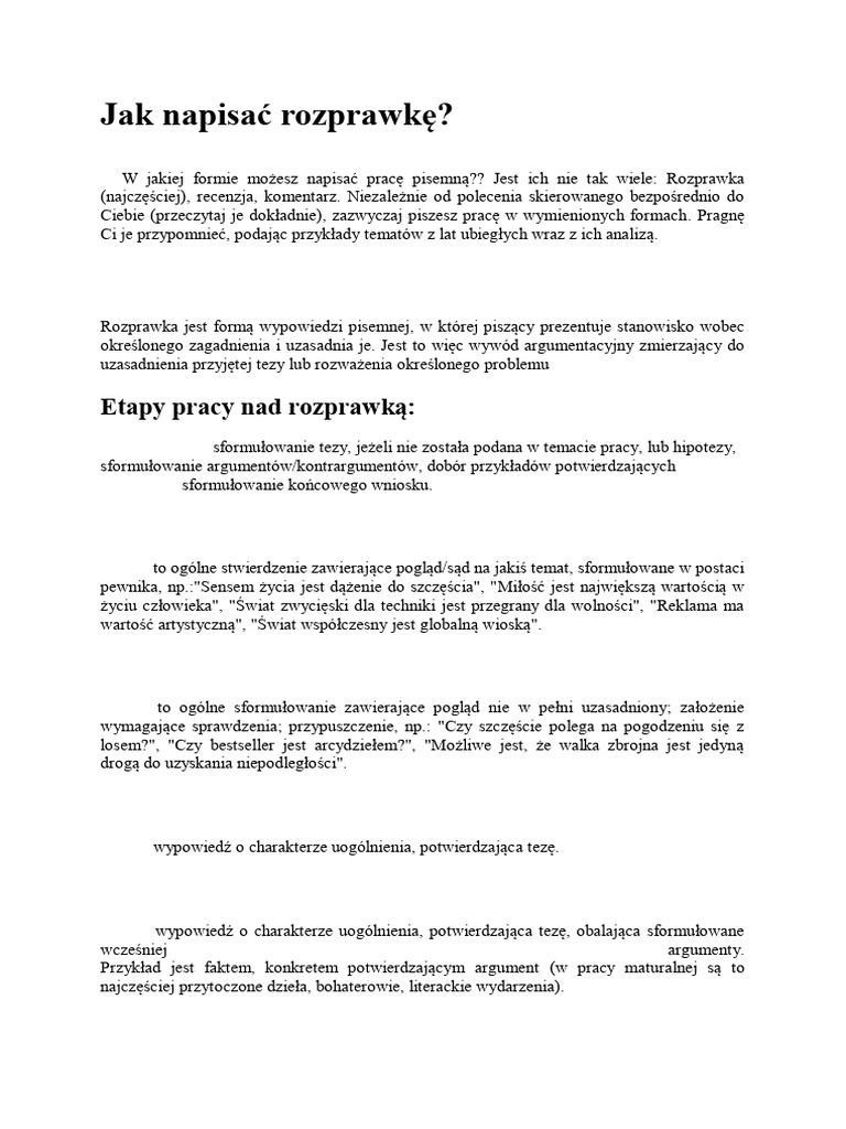 Jak Napisa - Rozprawke | PDF