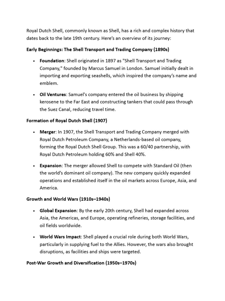 History of Royal Dutch Shell Company | PDF | Renewable Energy ...