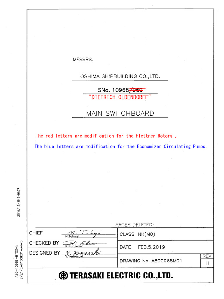 Dietrich Oldendorff - MSB Modification Drawing (r4) | PDF | Electrical ...