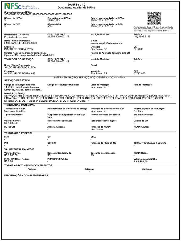 NFS-E 005 SALOCAR | PDF