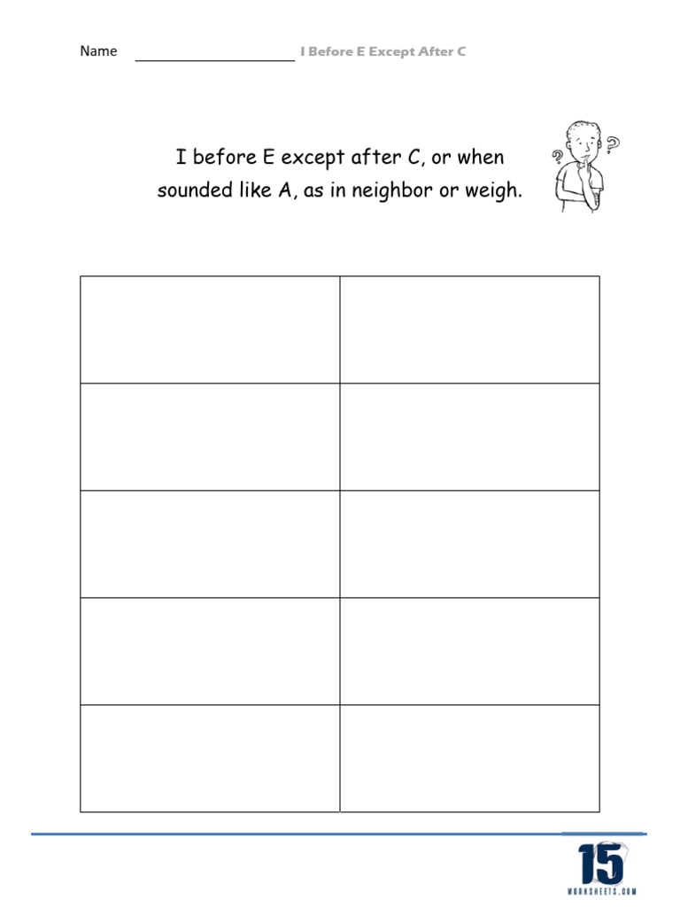 I Before e Worksheet | PDF