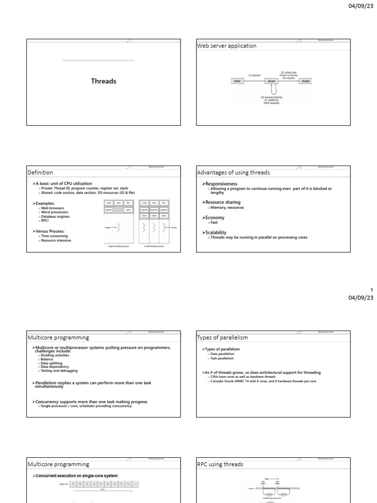 Chapter 4 OS Thread | PDF | Thread (Computing) | Multi Core Processor Chapter 4 OS Thread | PDF | Thread (Computing) | Multi Core Processor