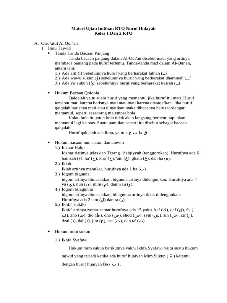Materi Ujian Imtihan RTQ | PDF