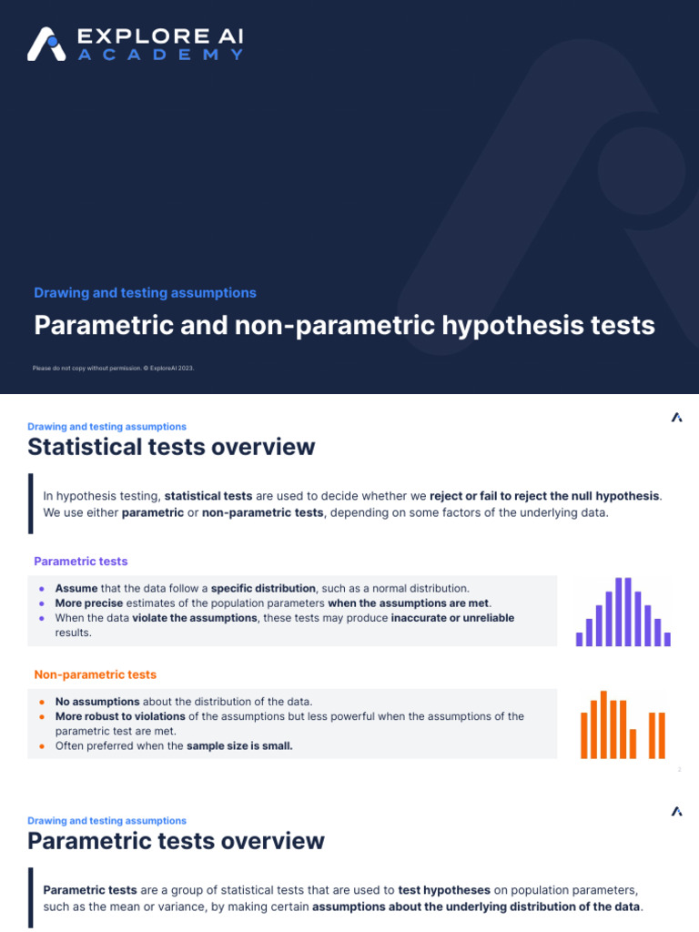 Parametric and Non-Parametric Hypothesis Tests (Slides) | PDF | Student ...