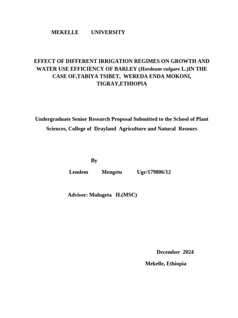 Final Edited Senior Research Propoal LLL (2) | PDF | Cereals | Barley