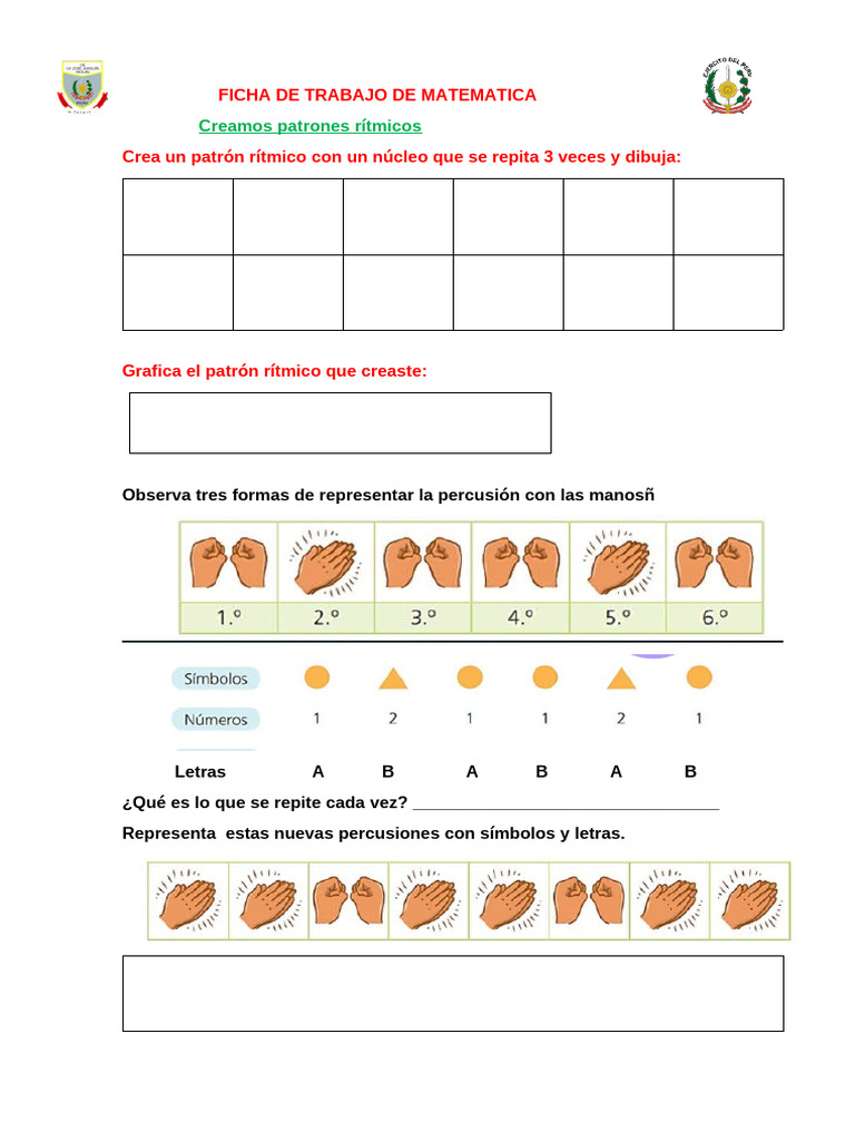 Ficha Matematica Patrones Ritmicos | PDF