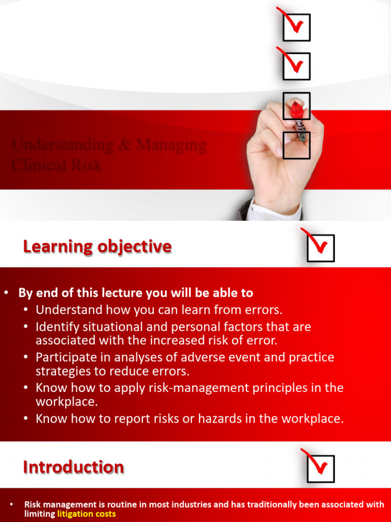 6 - Understanding and Mangaing Clinical Risk | PDF | Risk Management | Risk