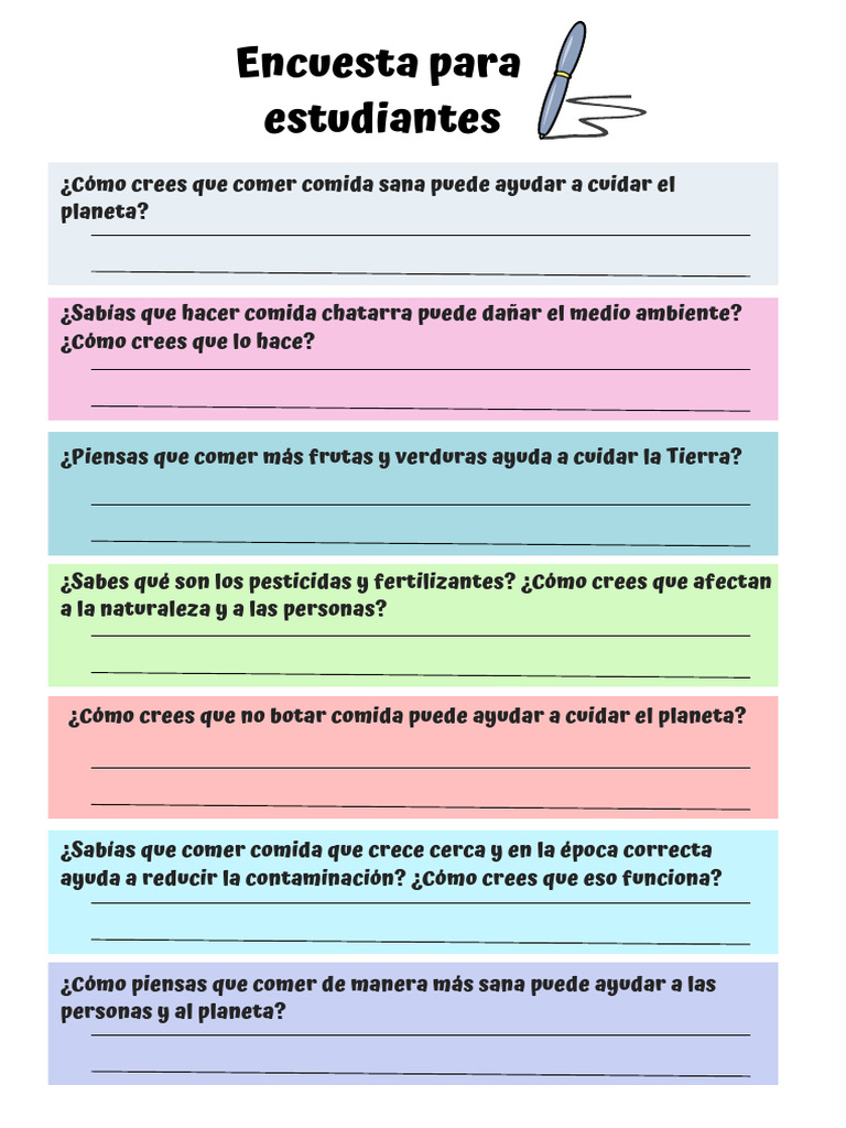 Encuesta Para Estudiantes de Fin de Periodo Escolar | PDF
