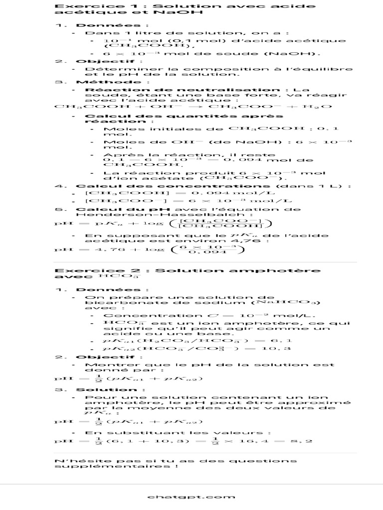 PH Calculations Exercises | PDF