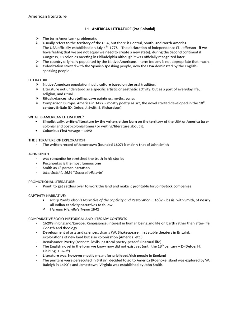 Overview of American Literature | PDF | Romanticism | Transcendentalism