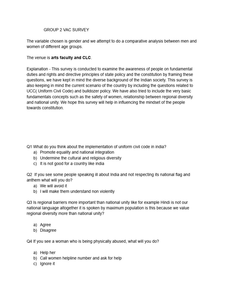 VAC Questionnaire Group 2 | PDF | Justice | Crime & Violence