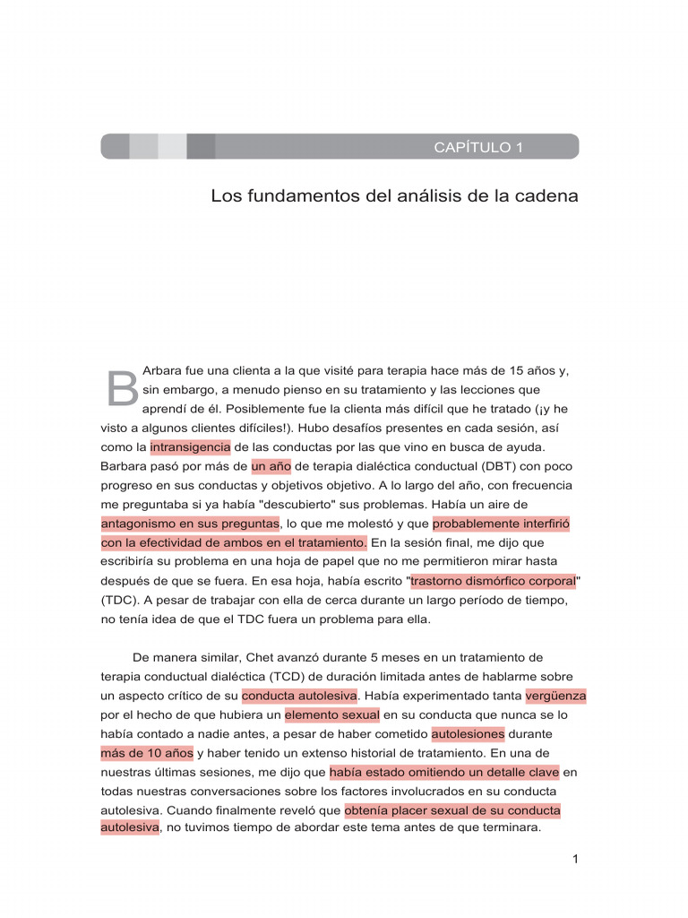 Capítulo 1. Chain Analysis in Dialectical Behavior Therapy | PDF | Comportamiento | Trastorno ...