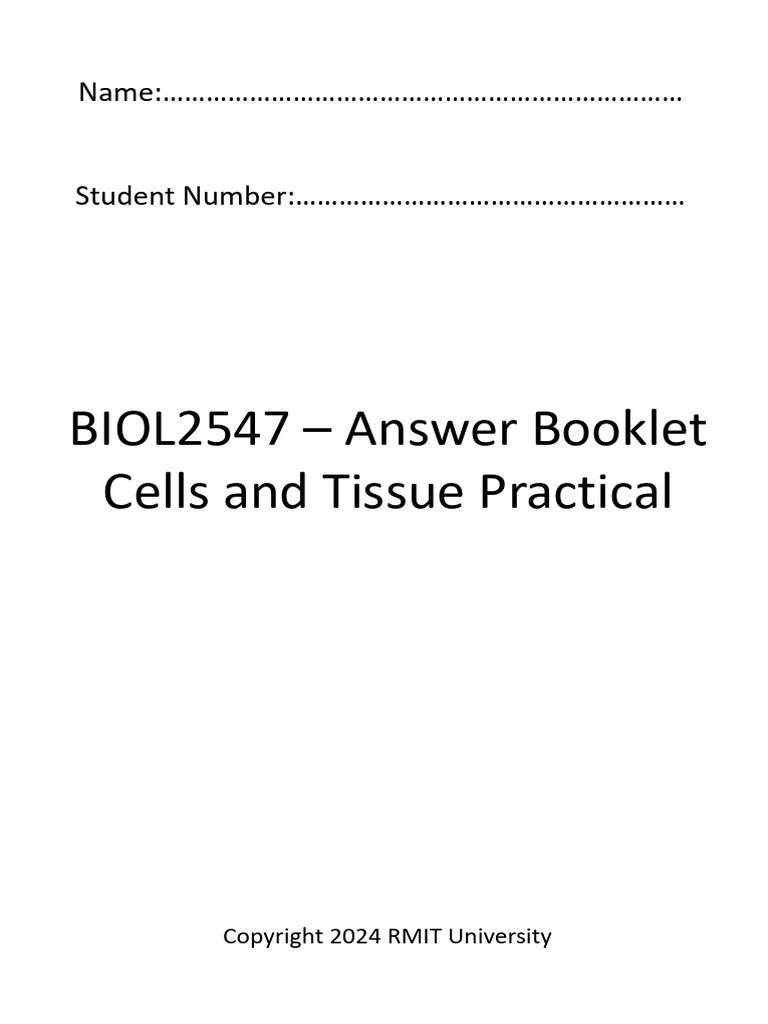 BIOL2547 Cells+and+Tissues Answer+Booklet | PDF | Epithelium | Muscle