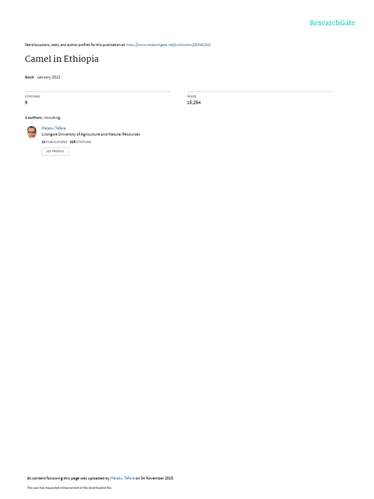 Camelin Ethiopia | PDF | Pastoralism | Evapotranspiration