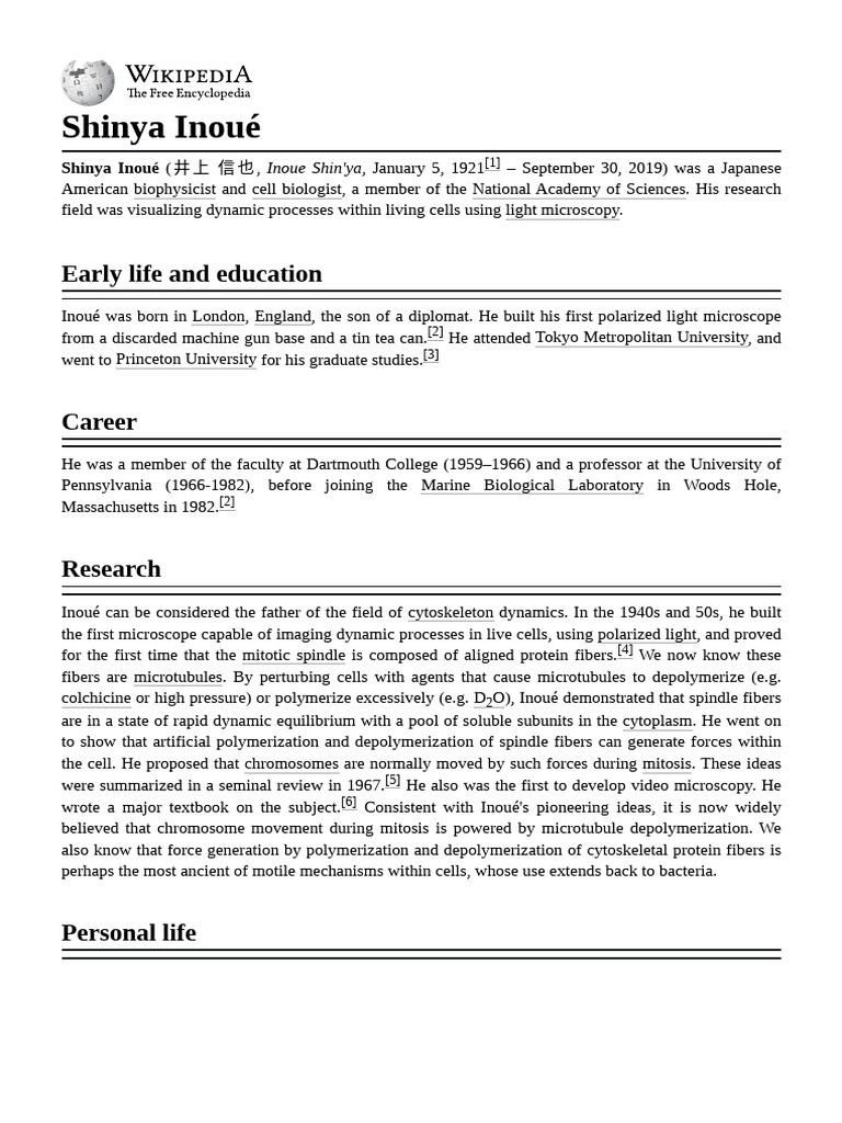 Shinya_Inoué | PDF | Anatomy | Biology