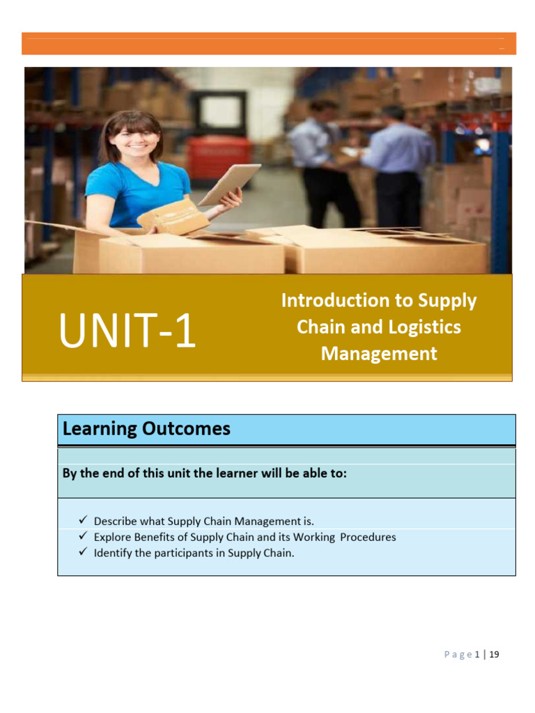 Unit 1 Introduction to Supply Chain and Logistics Management | PDF ...