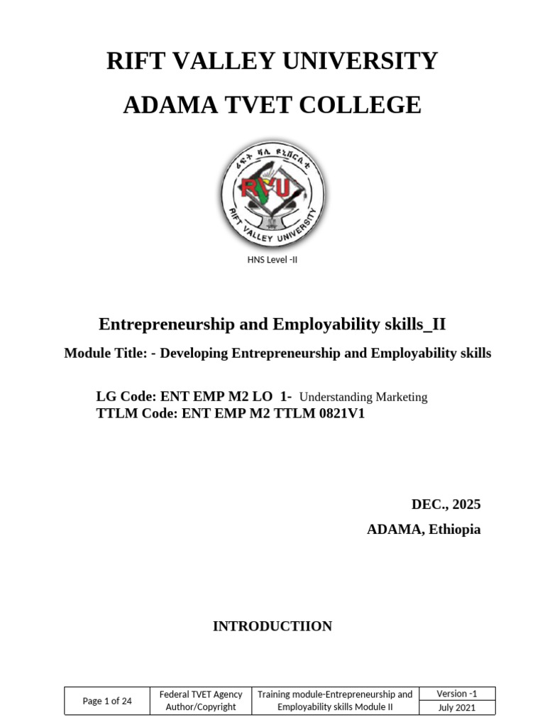 Entreprenerurship and Empl Skill - IILo 1 | PDF | Supply (Economics) | Supply And Demand