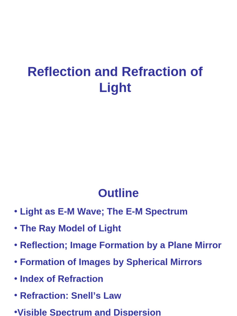 01 Optics 1 - Reflection & Refraction of Light | PDF | Refraction | Mirror