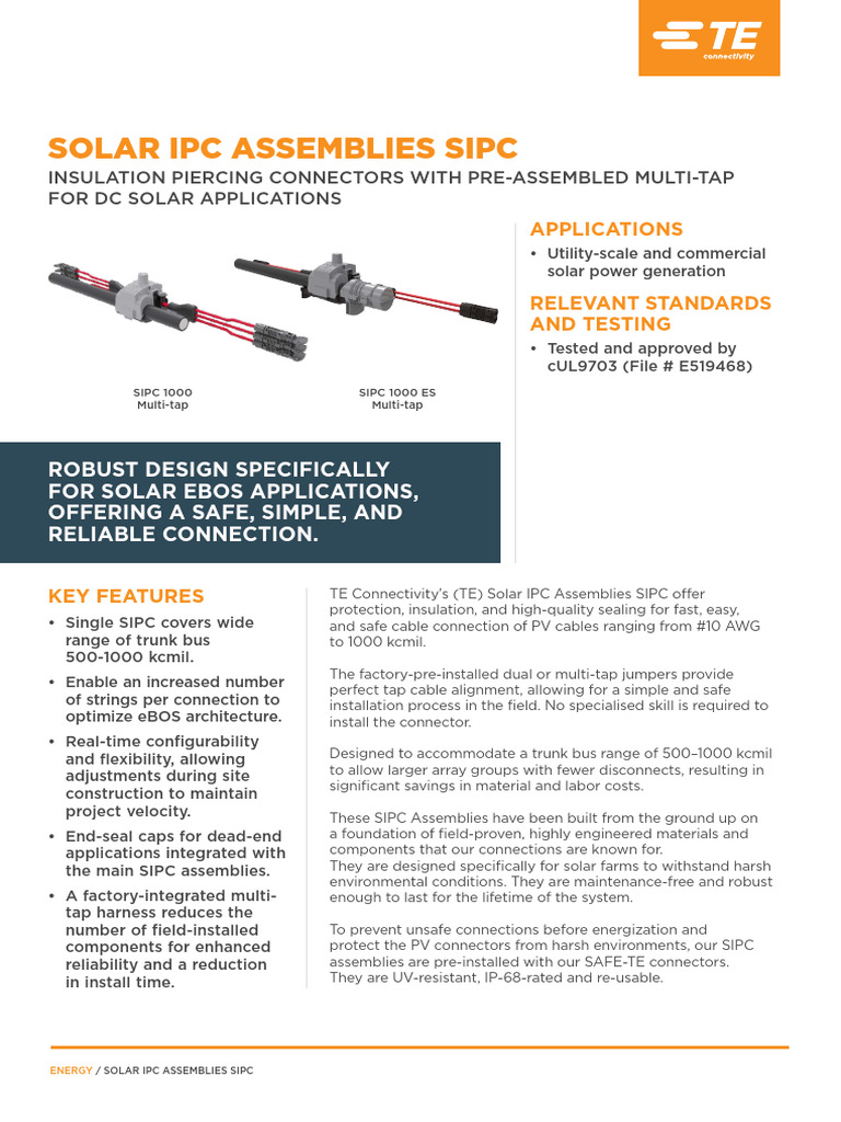 SIPC Assemblies for Solar Applications | PDF | Electrical Connector ...