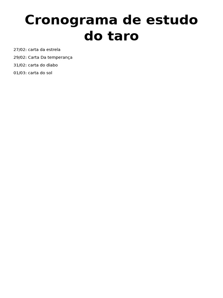 Cronograma de Estudo Do Taro | PDF