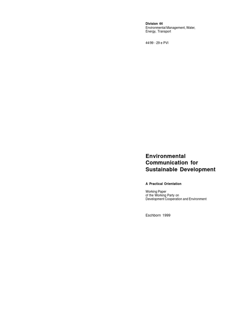 Environmental Communication For Sustainable Development. A P | PDF ...