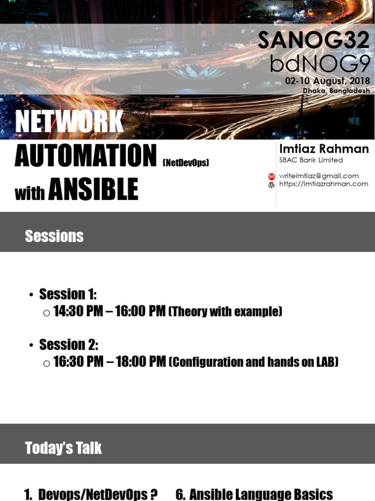 SANOG32 Network Automation - With - Ansible | PDF | Computing | System Software