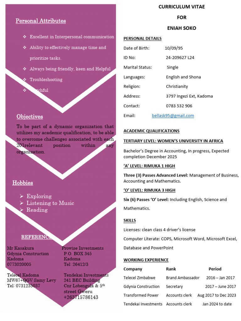 Curriculum - Vitae - For - Eniah - Soko 2 | PDF