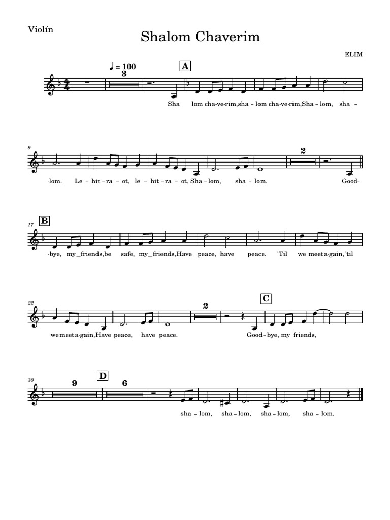 Shalom Chaverim-Violín-1 | PDF