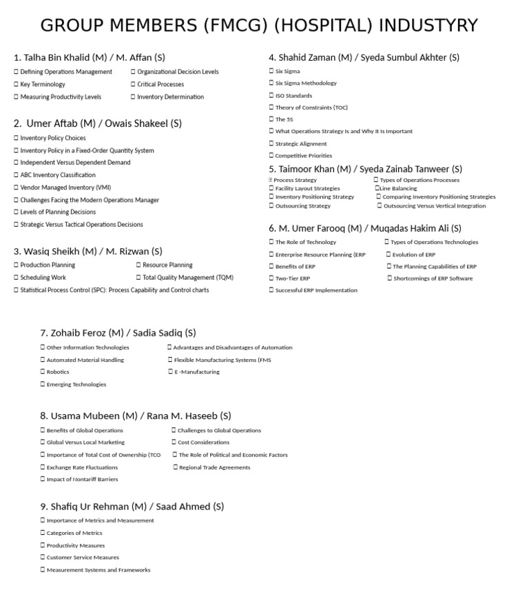 Operations Management in FMCG & Hospital | PDF | Enterprise Resource ...