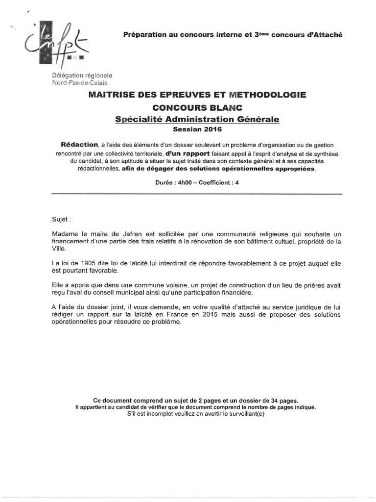 Sujet 1 - Note de Synthèse | PDF