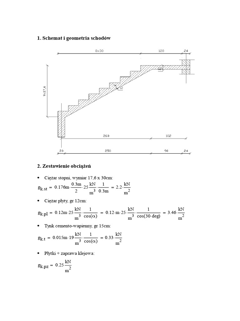 Mathcad - wymiarowanie płyty schodów | PDF