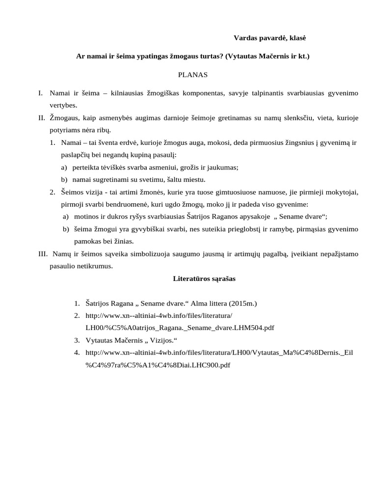 viesojo kalbejimo planas pavyzdys | PDF