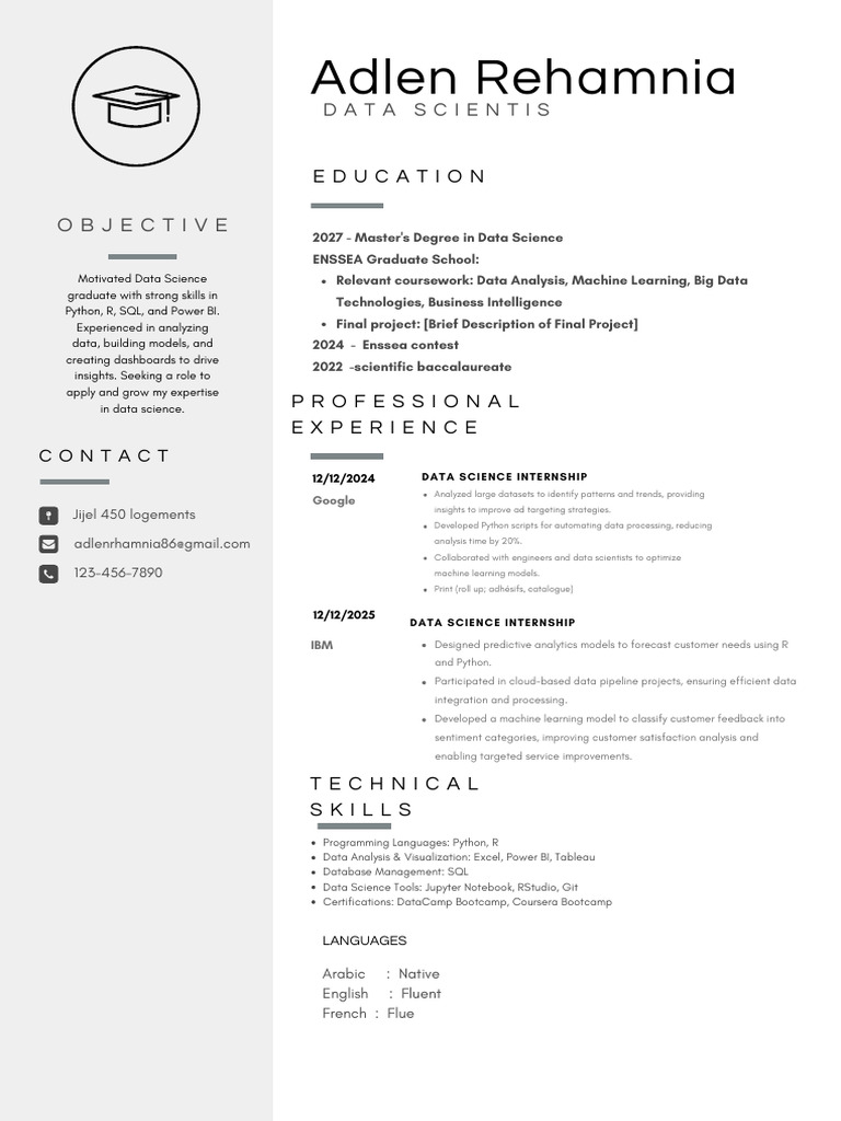 CV Adlen Rehamnia Grp4 PDF | PDF | Data Science | Data
