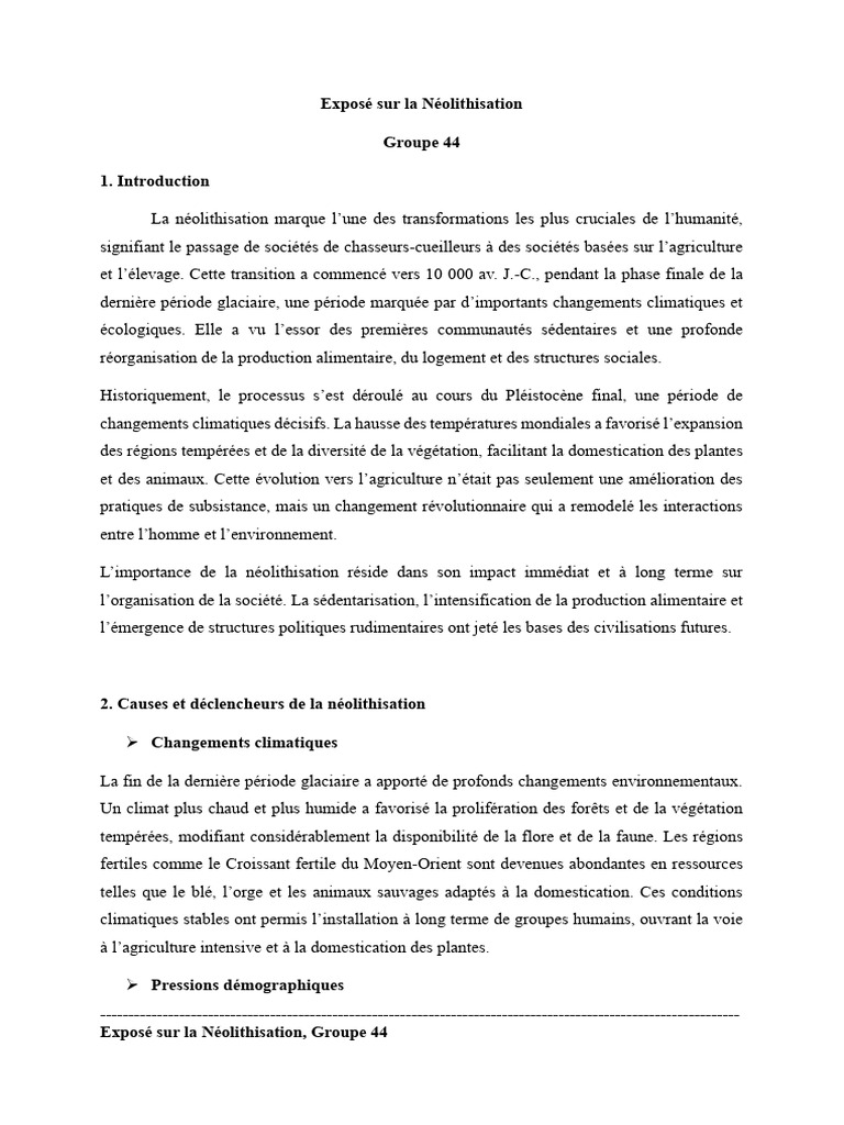 Impact de la Néolithisation sur l'humanité | PDF | Agriculture ...