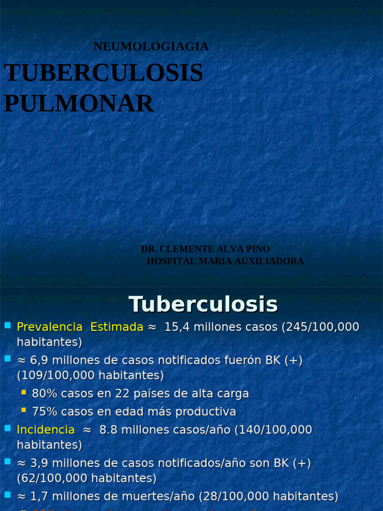 Clase 1 - Tuberculosis Pulmonar | PDF | Ciencias de la Salud | Epidemiología
