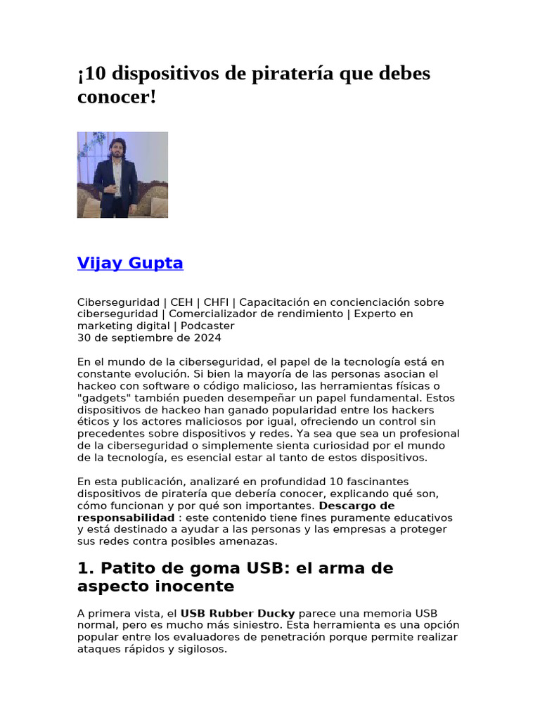 10 Dispositivos de Piratería Que Debes Conocer | PDF | Red de ...