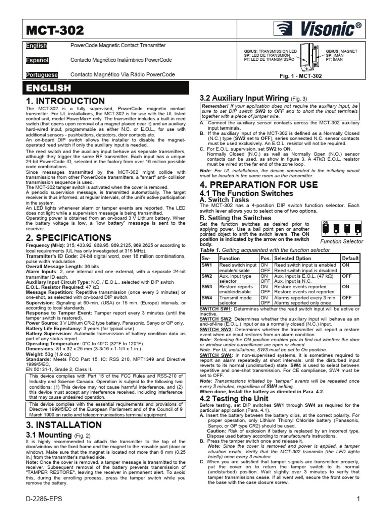 MCT-302_Install | PDF | Transmitter | Switch