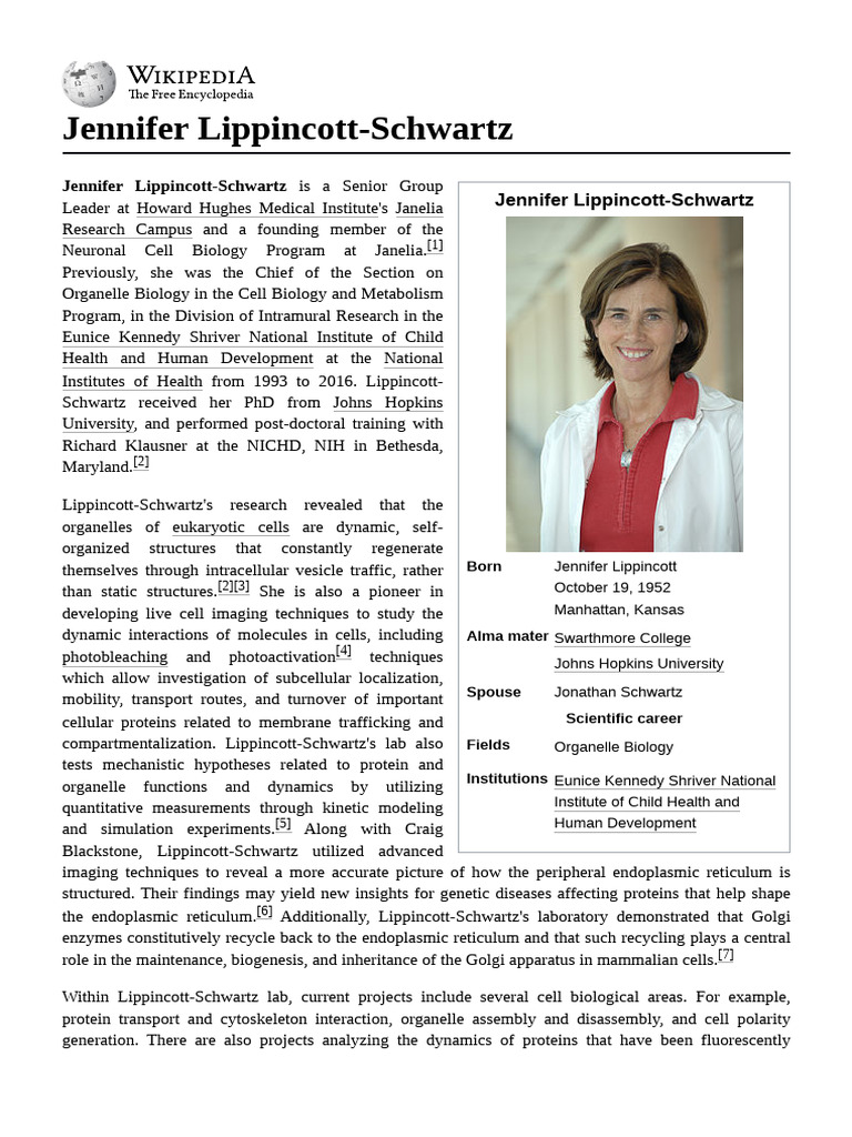Jennifer Lippincott-Schwartz | PDF | Cell Anatomy | Cell Biology