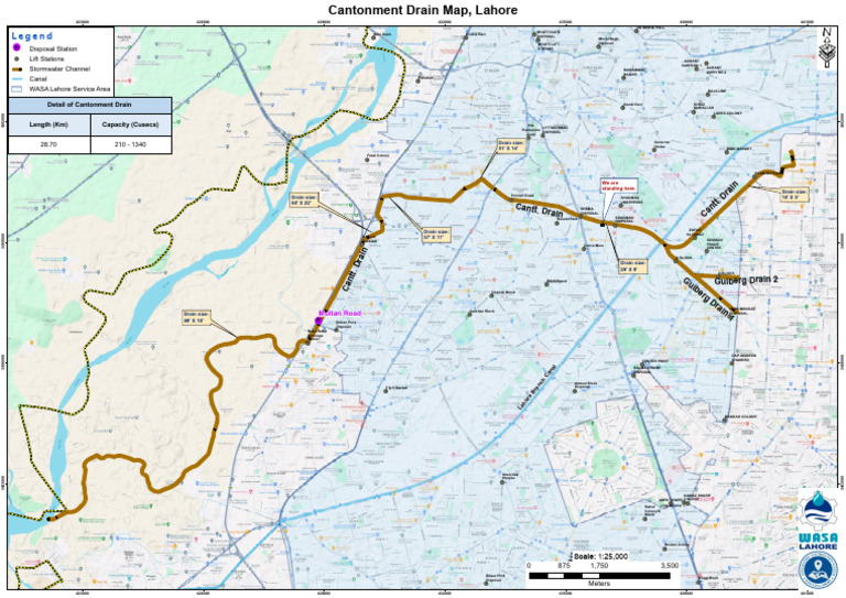 Lahore Cantonment Drain Map | PDF