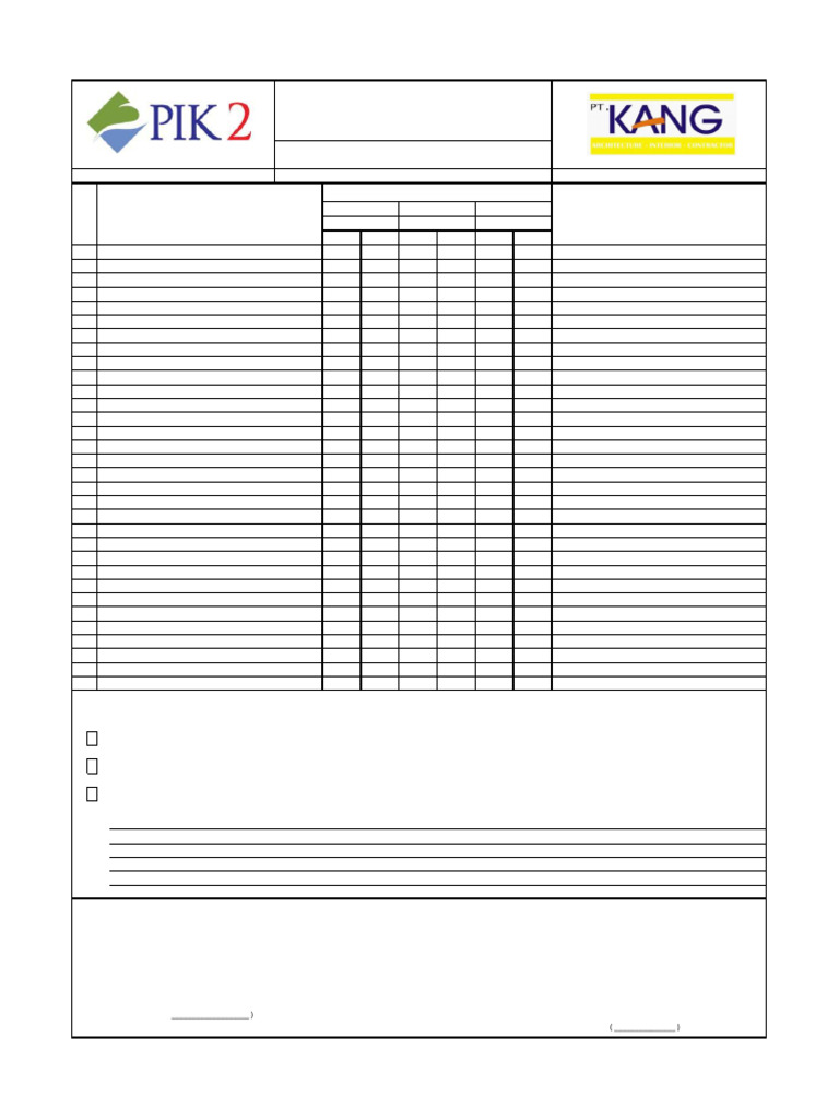 Form Checklist - PIK | PDF
