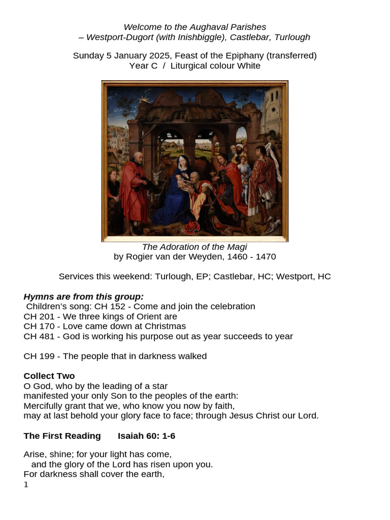 Aughaval Parishes Epiphany Service 2025 | PDF | Jesus | Biblical Magi